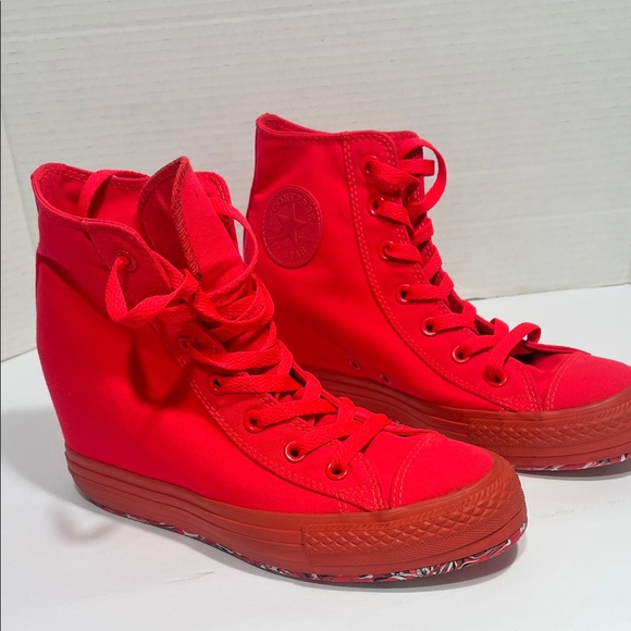 Converse | Shoes | Converse Womens Bold Red Wedge Sneakers | Poshmark